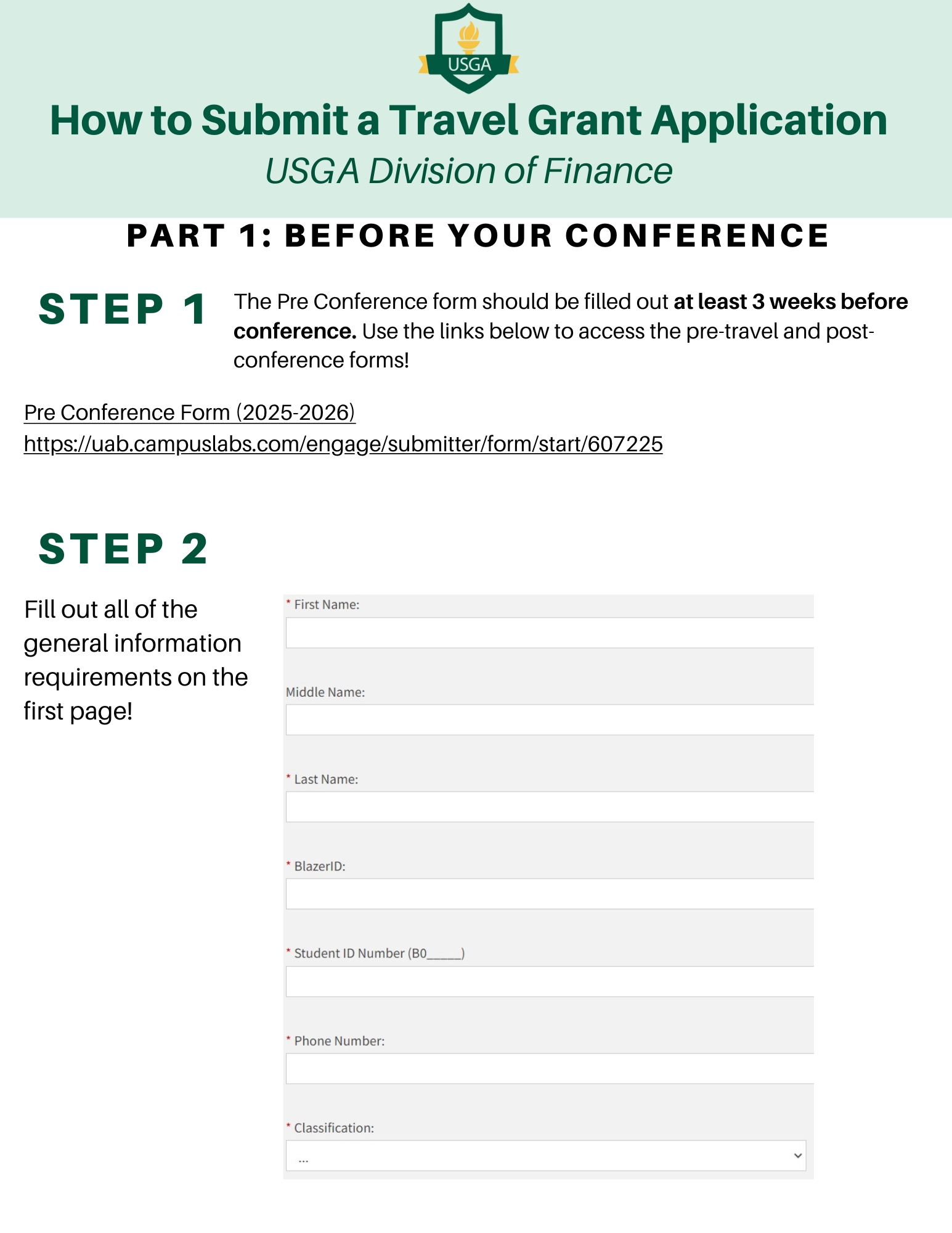 Travel Grants - Undergraduate Student Government Association